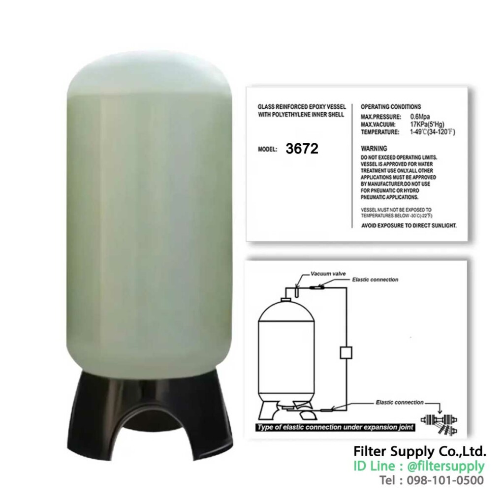 ถังกรองน้ำ FRP Fibertek 3672 ถังกรองน้ำไฟเบอร์กลาส Fiber Tank 36X72 ...